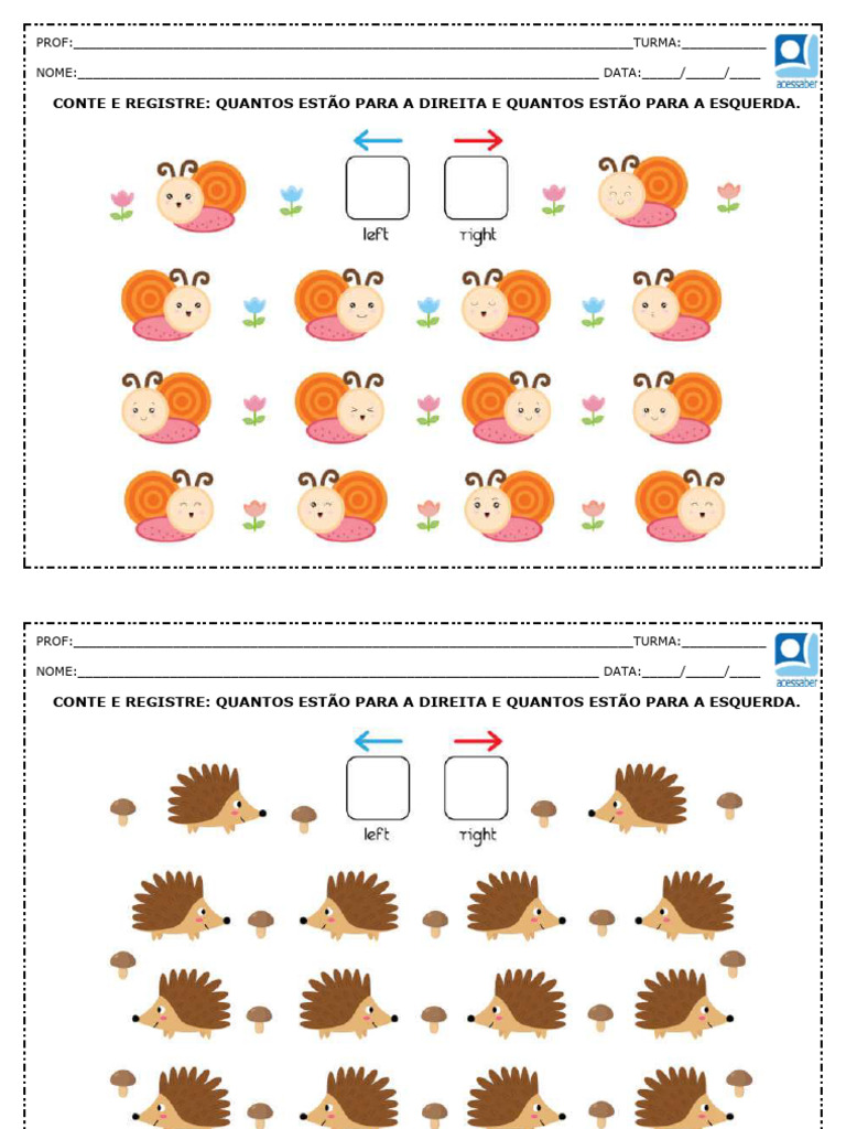 Atividade de Lateralidade Direita Ou Esquerda Ed Infantil e 1 Ano | PDF