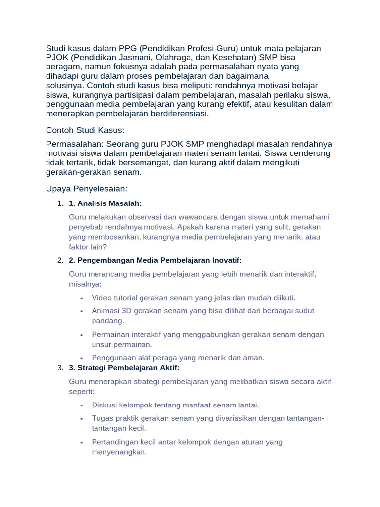 Studi Kasus Dalam PPG Pjok Senam Lantai | PDF