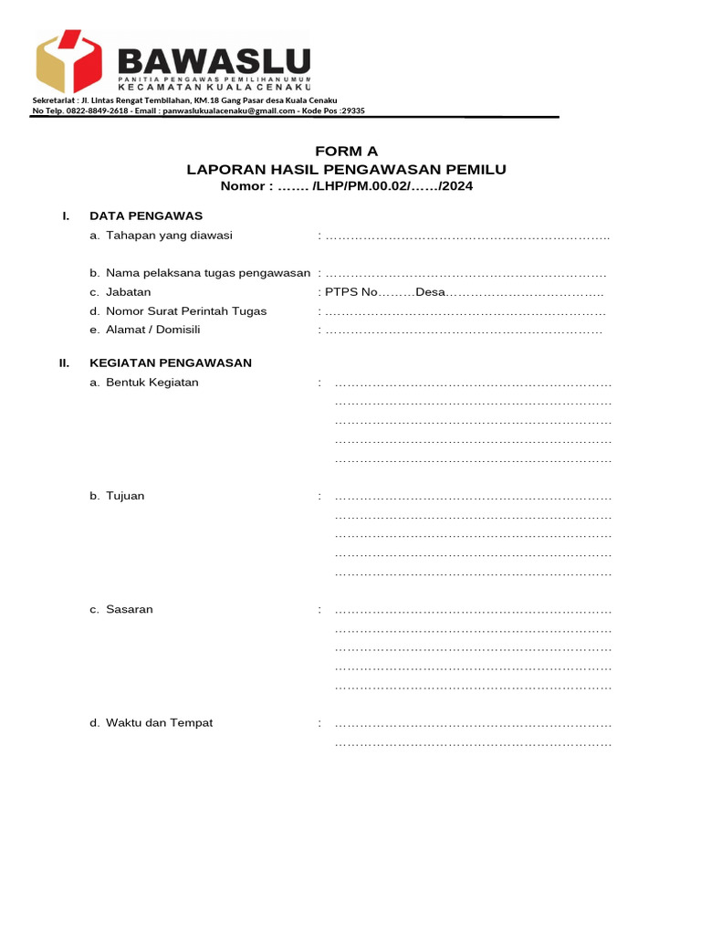 Form A Kosong Ptps-1 | PDF