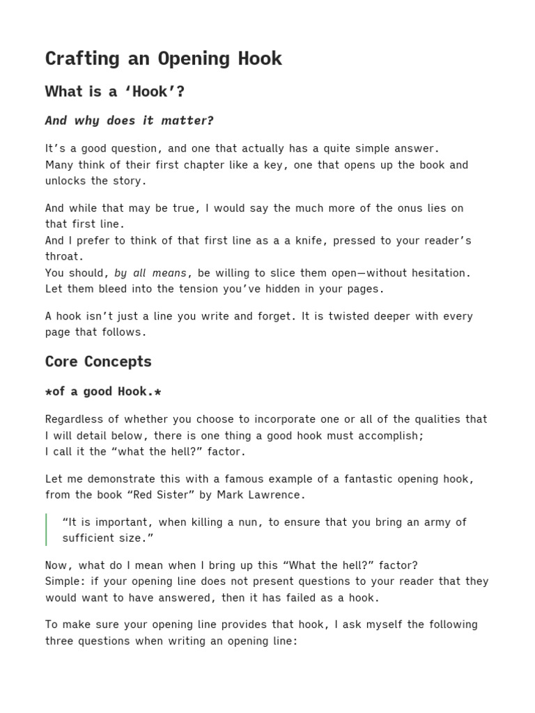 Crafting Compelling Story Hooks | PDF
