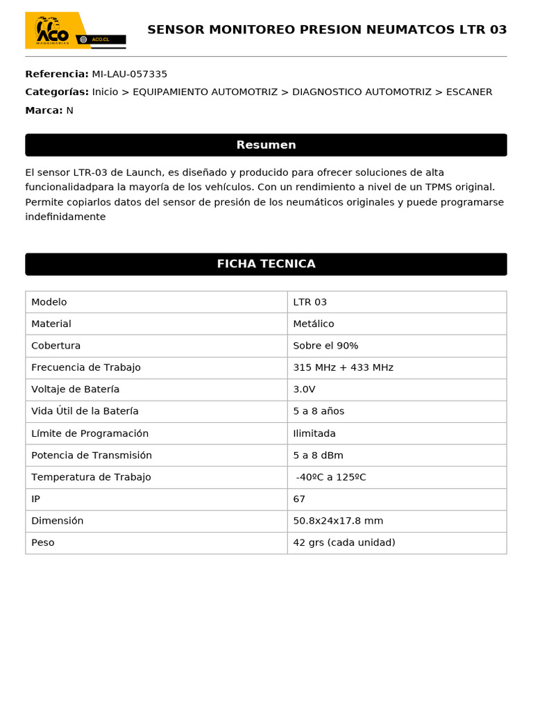 Sensor Monitoreo Presion Neumatcos Producto - 11133 | PDF