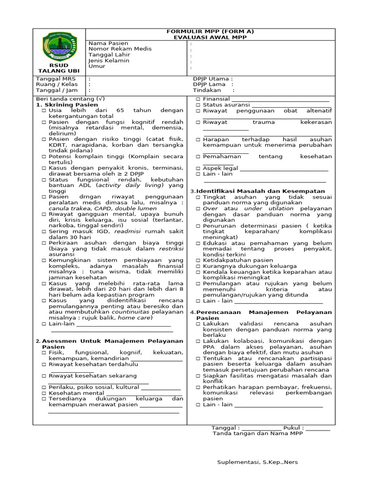 Contoh Pengisian Formulir MPP | PDF
