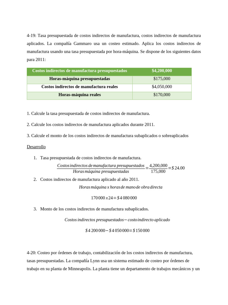 Costos Tarea Capitulo 4 | PDF