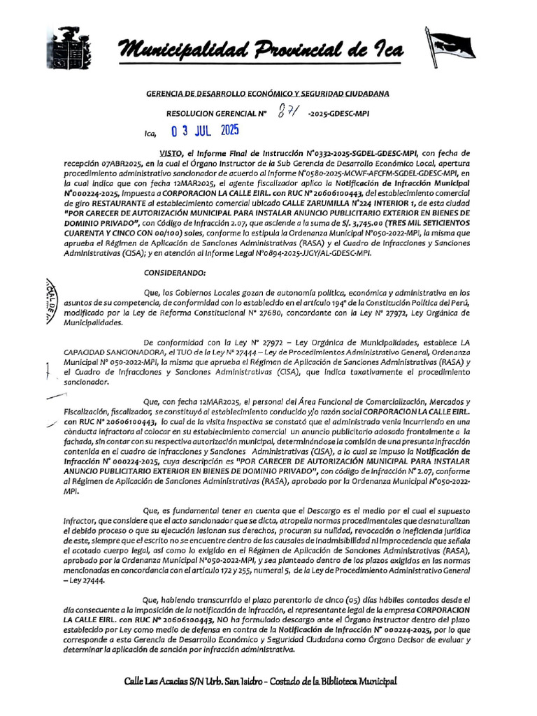 Resolucion Gerencial 871 | PDF | Constitución | Ley estatutaria