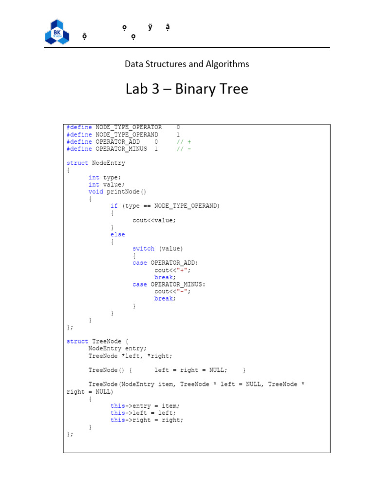 Cau Truc Du Lieu Va Giai Thuat Huynh Tan Dat Lab3 Binarytree (Cuuduongthancong - Com) | PDF ...