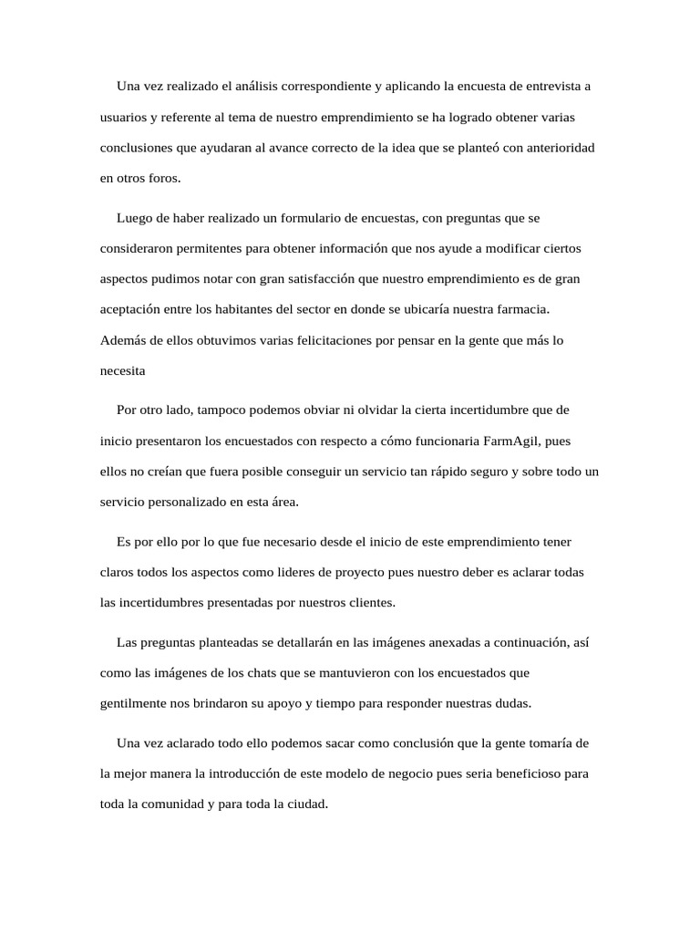 Una Vez Realizado El Análisis Correspondiente y Aplicando La Encuesta ...