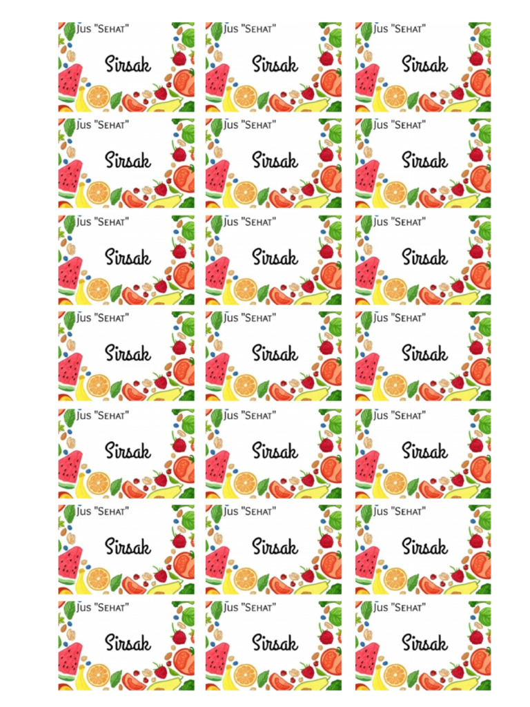 Stiker Jus Sirsak 2x | PDF