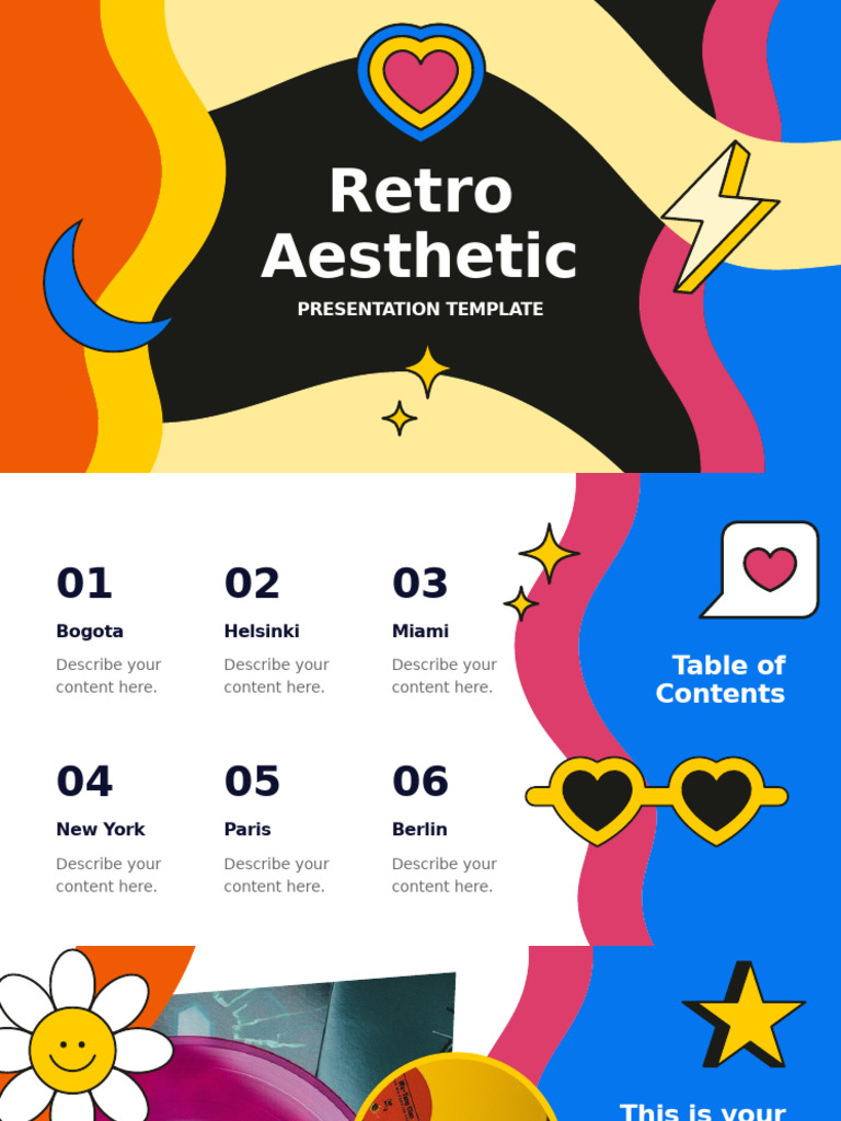 Retro Aesthetic Colorful Presentation Blue Variant | PDF | Infographics ...