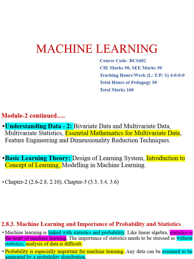 Pks Machine Learning Module 2 2 | PDF | Probability Distribution | Machine Learning