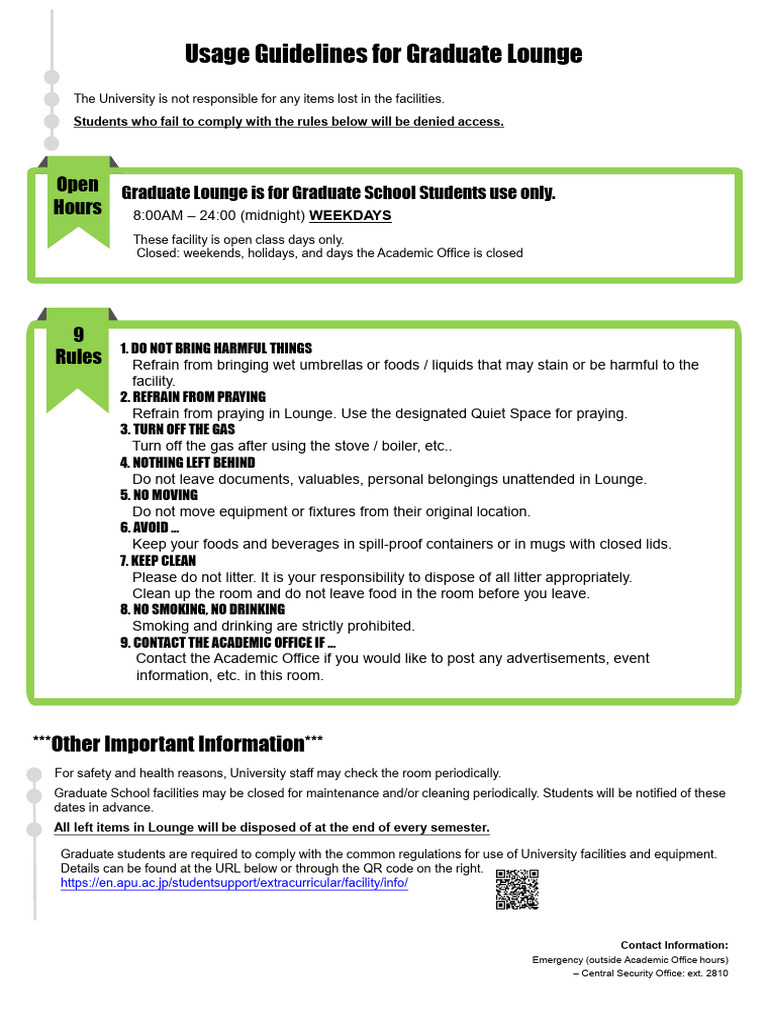 Graduate Lounge Usage Guidelines | PDF