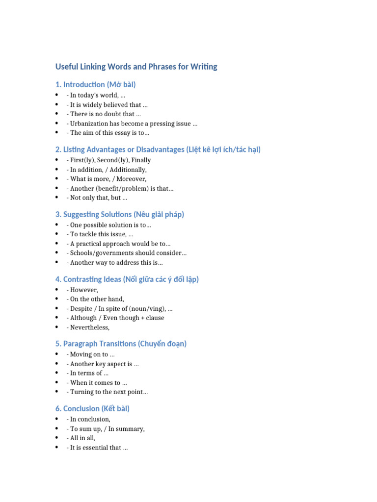 Linking Words for IELTS Writing Task 1 | PDF