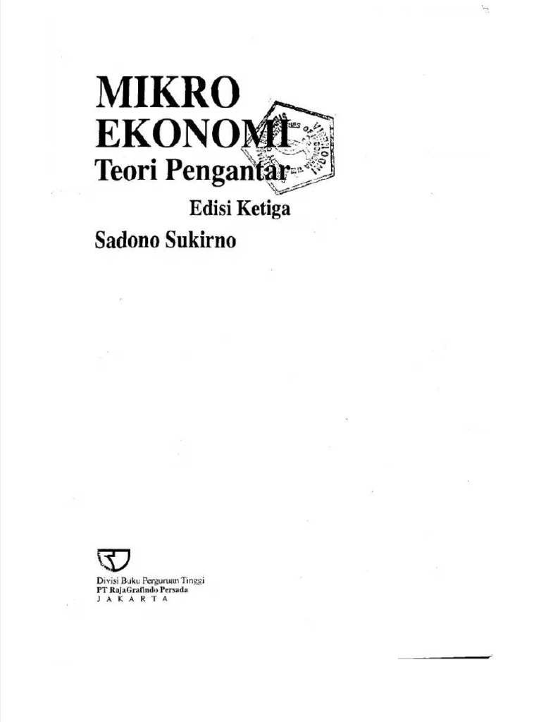 PDF Mikro Ekonomi Teori Pengantar Sadono Sukirno Compress | PDF