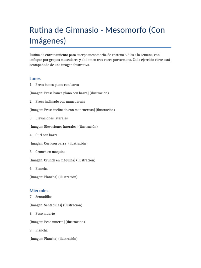Rutina Mesomorfo | PDF