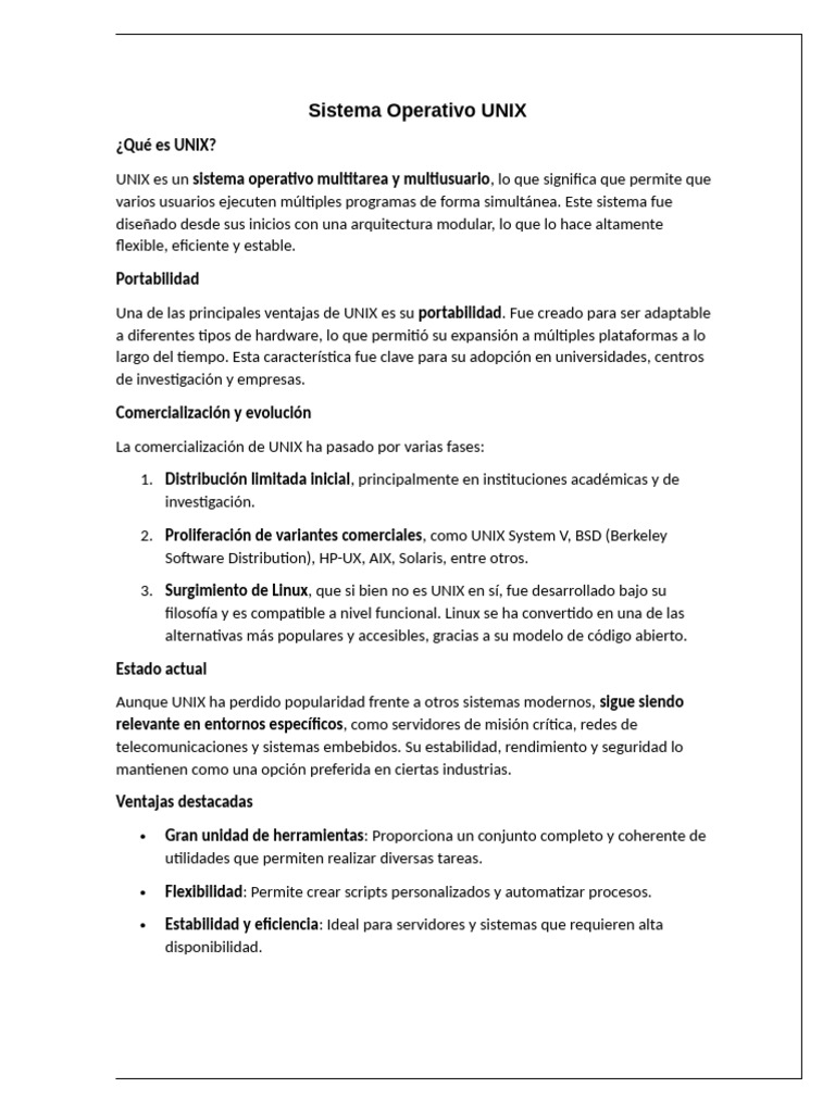 Sistema Operativo UNIX | PDF | Unix | Distribución de software de Berkeley