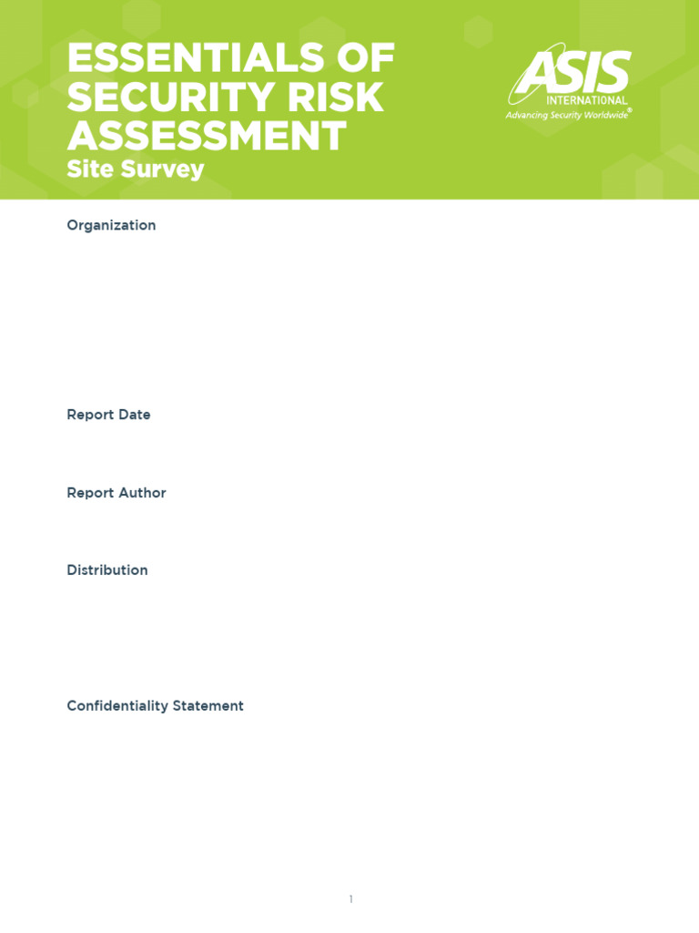 Essentials of Security Risk Assessment- Report Template | PDF