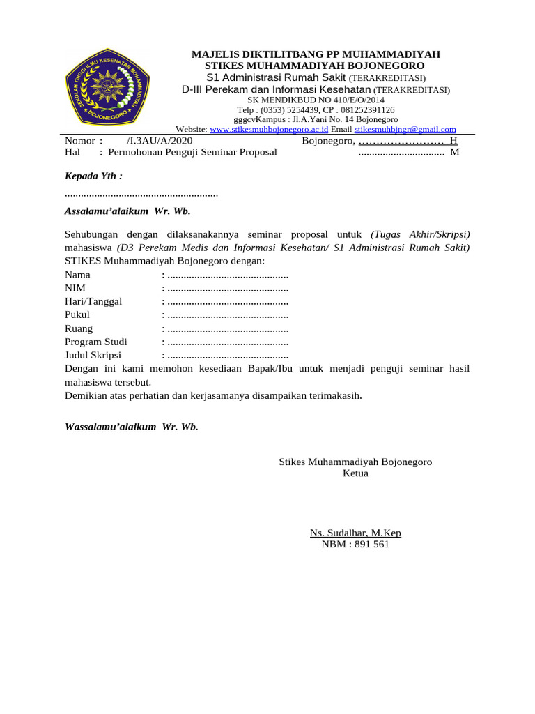 Surat Permohonan Penguji | PDF