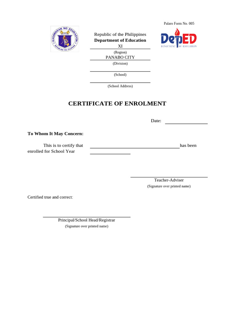Certificate of Enrolment | PDF