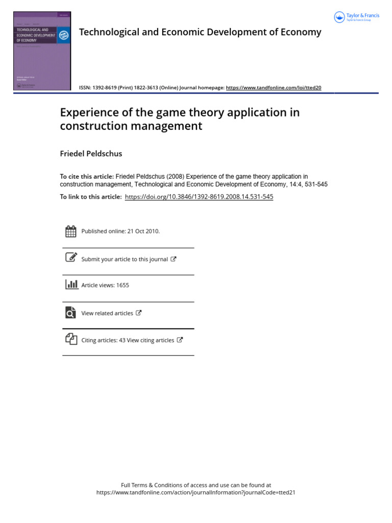 Game Theory in Construction Management | PDF | Game Theory | Matrix ...