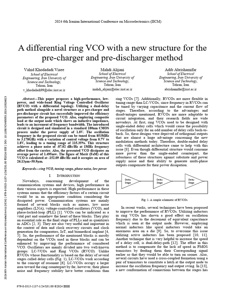 A Differential Ring VCO With A New Structure For The Pre-Charger and Pre-Discharger Method | PDF ...