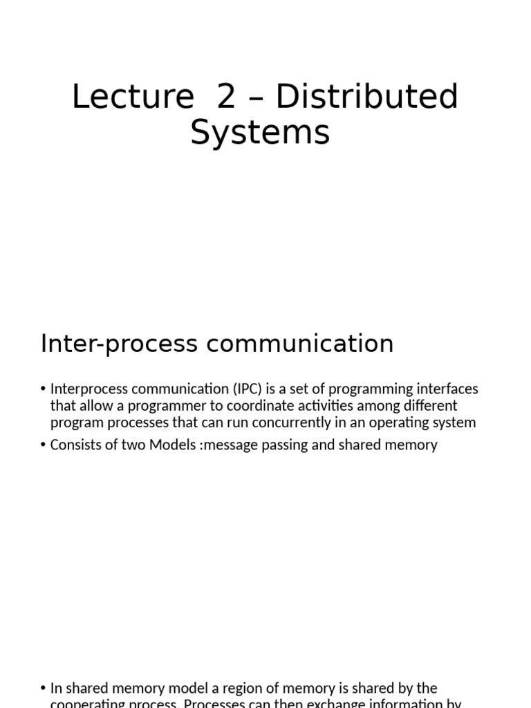 Lecture 2 - Distributed Systems | PDF | Port (Computer Networking) | Network Socket