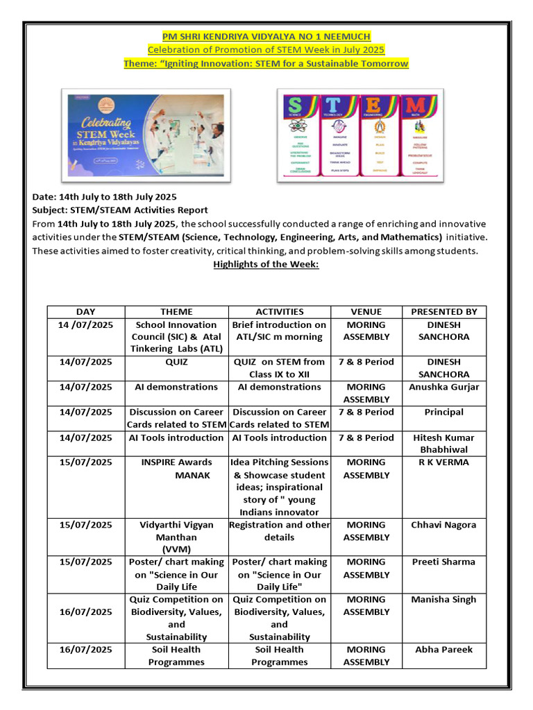Stem Report Pmshrikv1nmh | PDF | Mathematics | Creativity