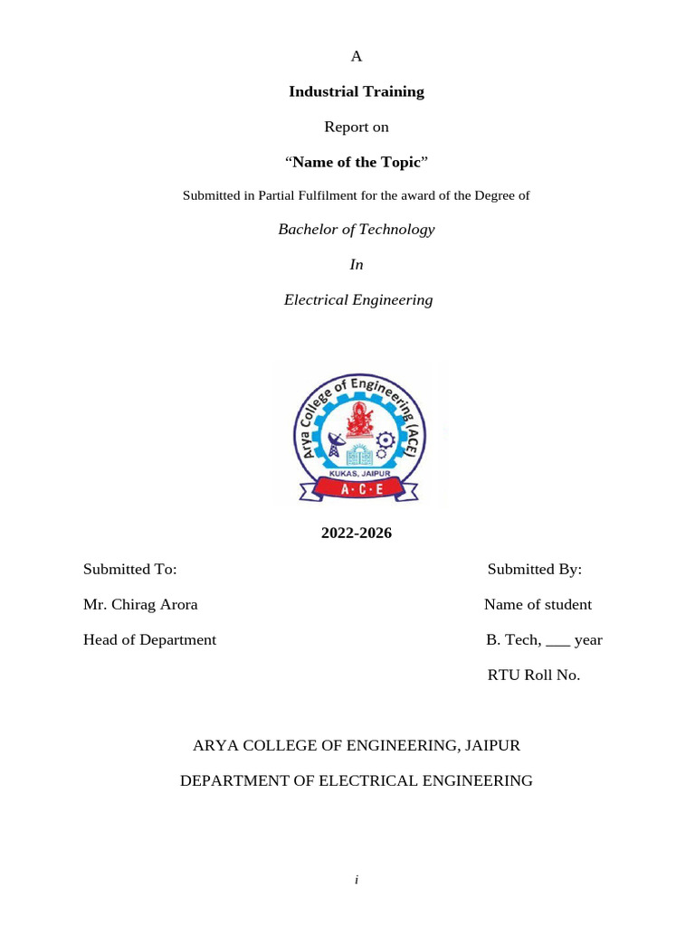 Industrial Training Report: Electrical Engineering | PDF | Electric ...