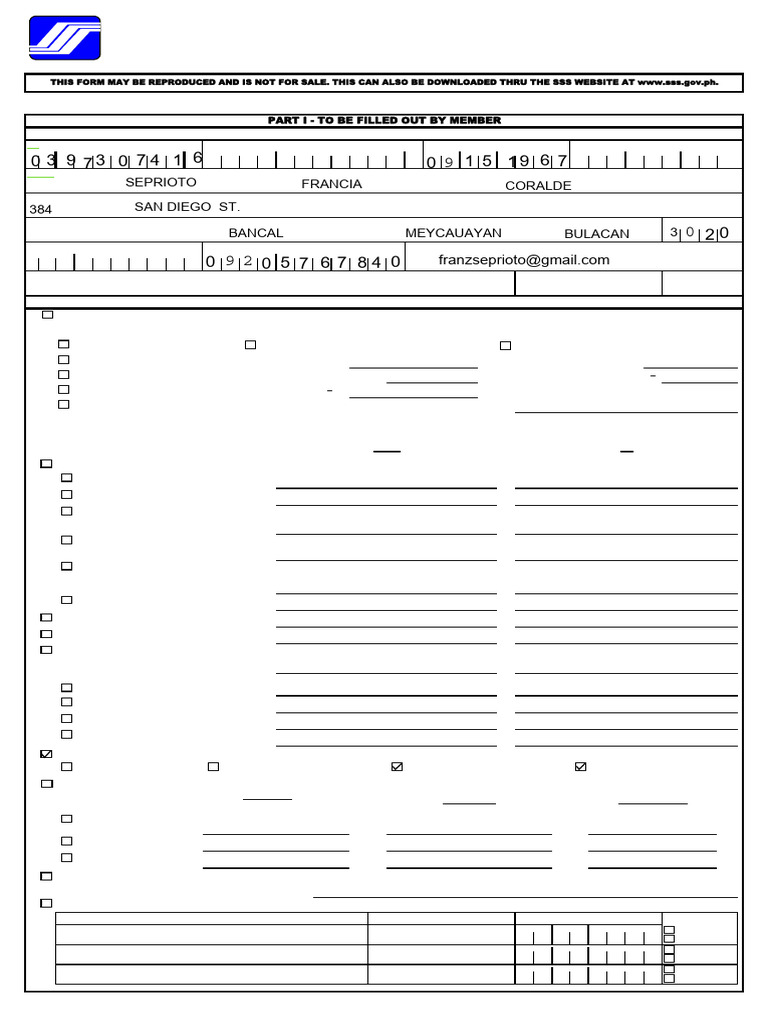 SSS Member Data Change Request Form | PDF | Annulment | Identity Document