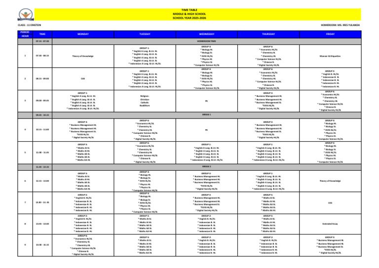 Grade 11E - Class Timetable SY. 2025-2026 | PDF | Science | Inquiry