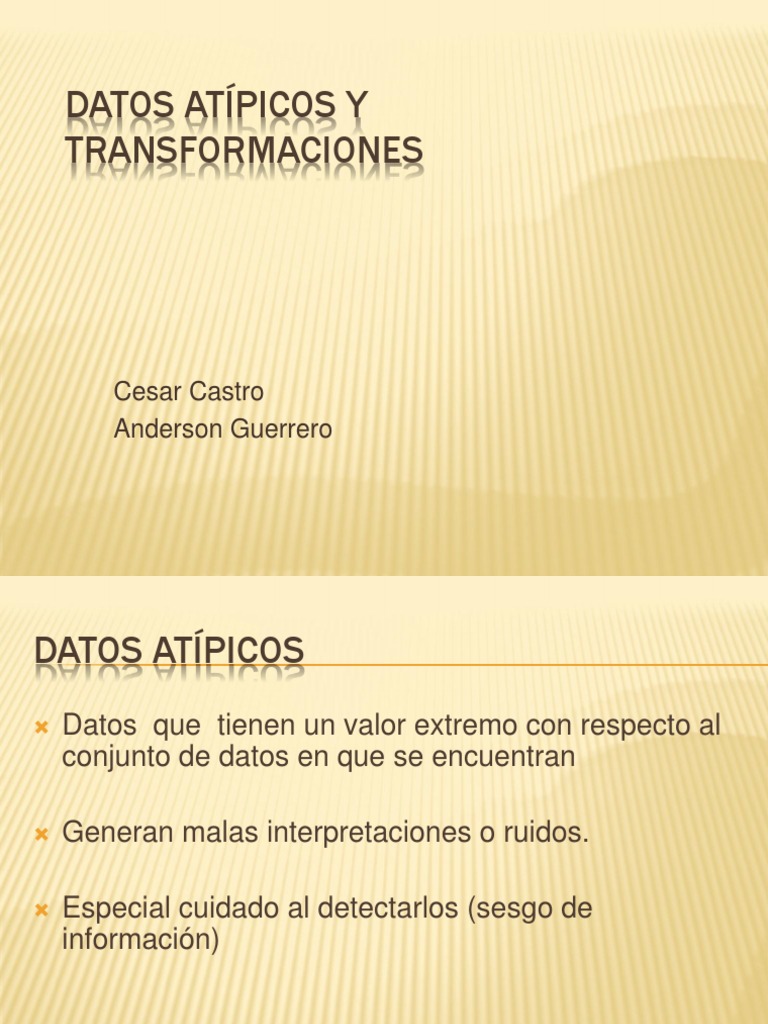 Datos Atípicos y Transformaciones | PDF | Dispersión estadística ...