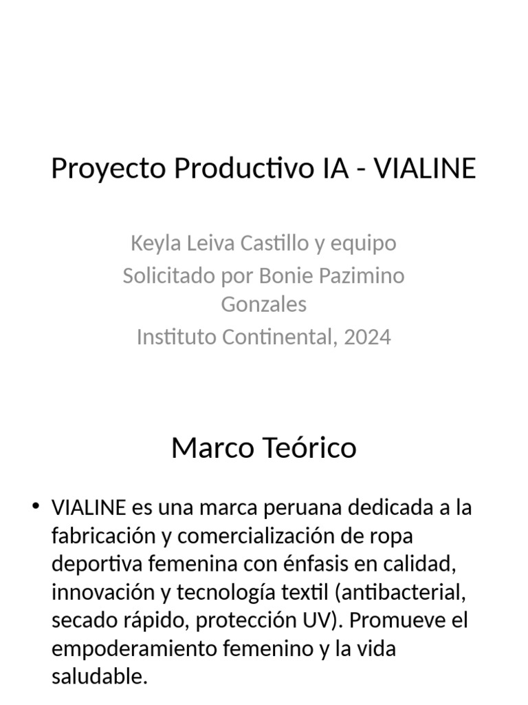 VIALINE: Ropa Deportiva Femenina Innovadora | PDF