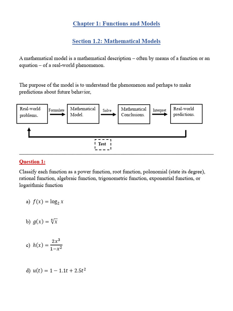 Mathematical Models and Functions Guide | PDF | Function (Mathematics ...