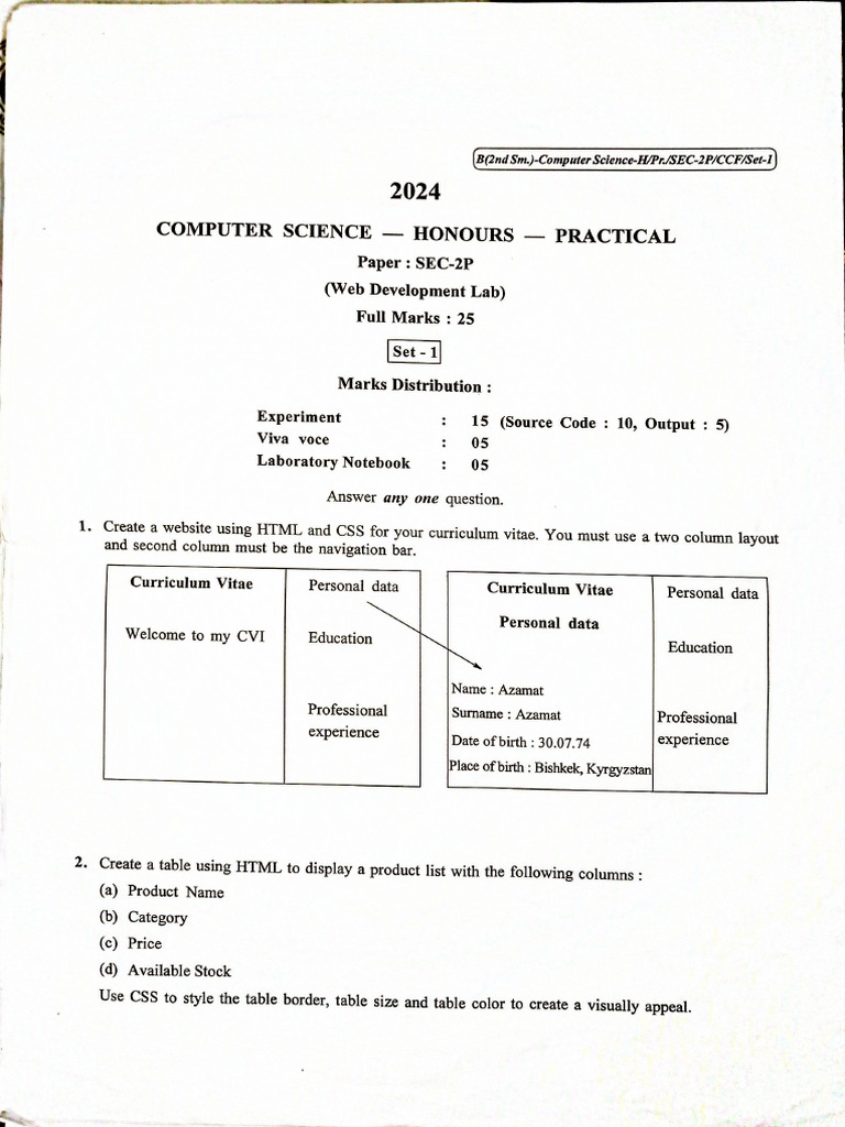 SEC-2 Practical Web Development 2024 | PDF