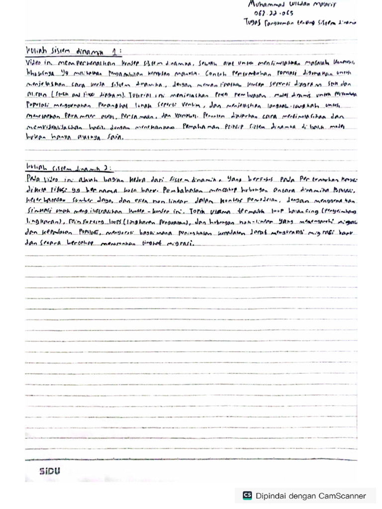 Tugas Rangkuman Sistem Dinamik - Muhammad Wildan Ma'Arif - 063.22.065 | PDF