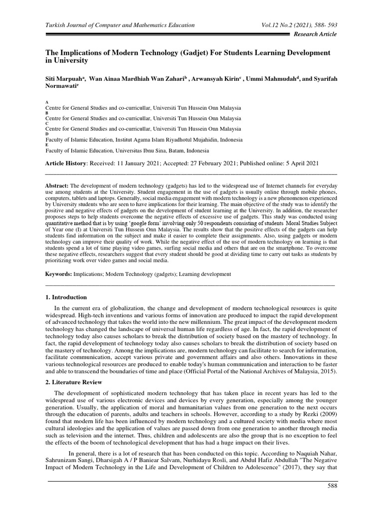 The Implications of Modern Technology Ga | PDF | Adolescence | Internet