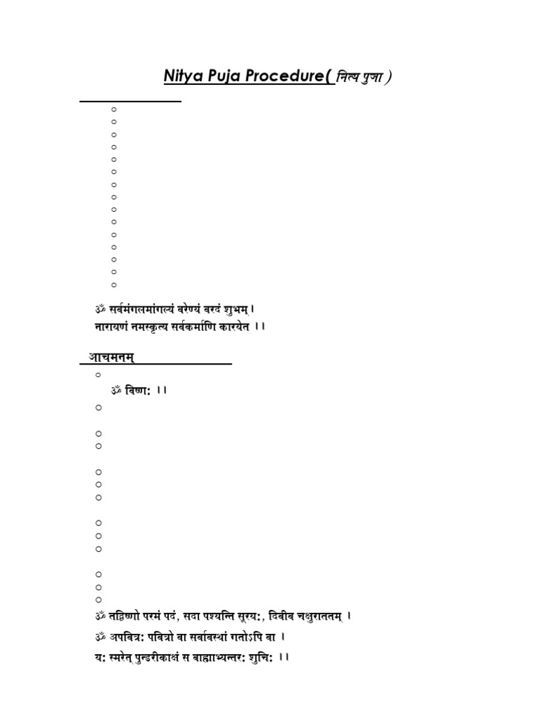 Nitya Puja (English-Sanskrit) | PDF | Hindu Worship