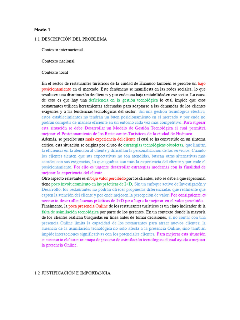 Modelos de Descripción Del Problema en Base A La Matriz de Análisis Del Problema | PDF ...