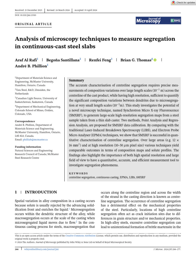 Analysis of Microscopy Techniques To Measure Segregation | PDF ...