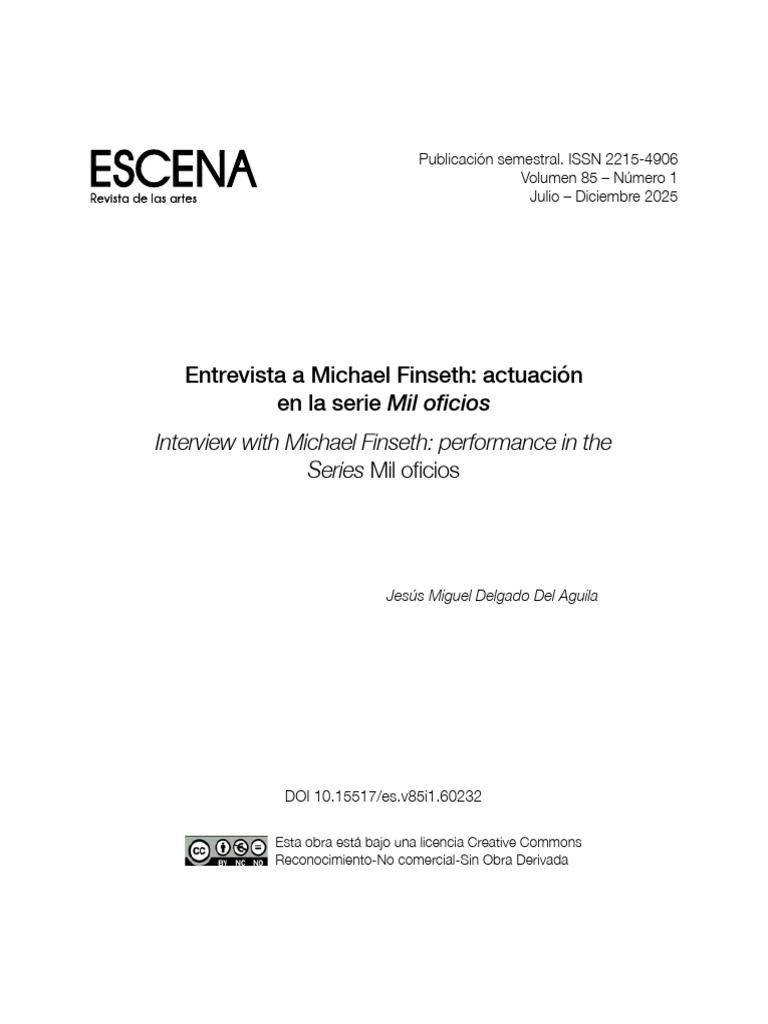 Entrevista A Michael Finseth: Actuación en La Serie Mil Oficios | PDF ...