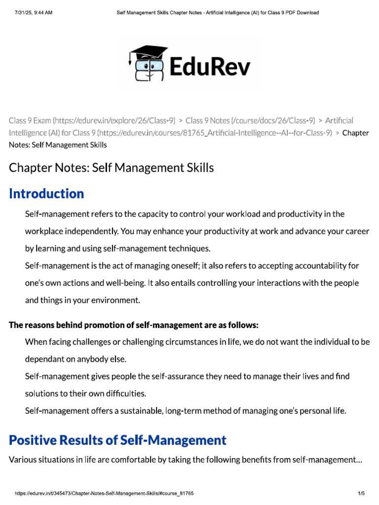 Self Management | PDF