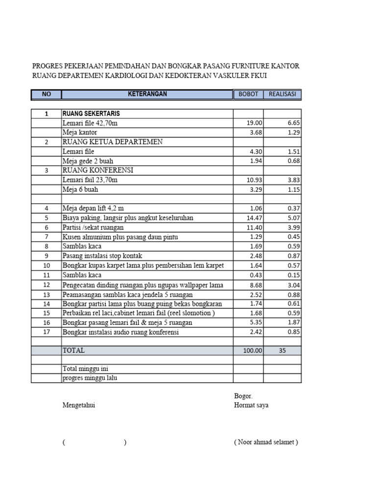 Contoh Progres | PDF