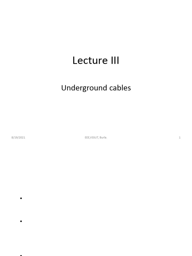 Lecture 3 Under Ground Cables | PDF