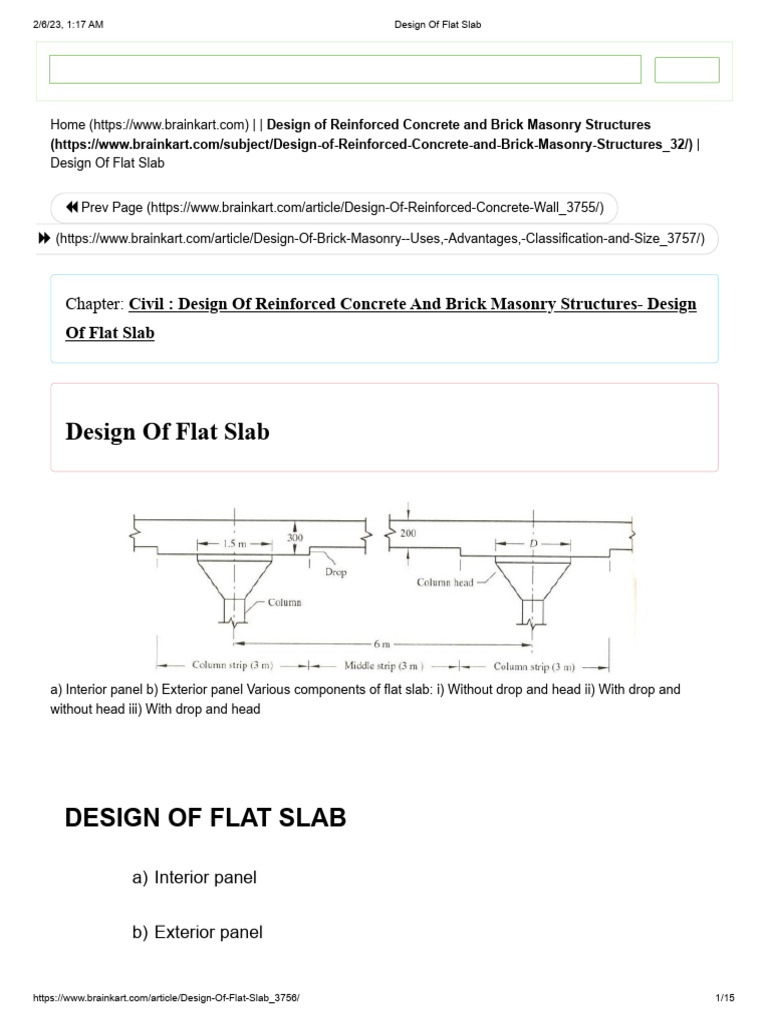 Design of Flat Slab | PDF | Column | Masonry