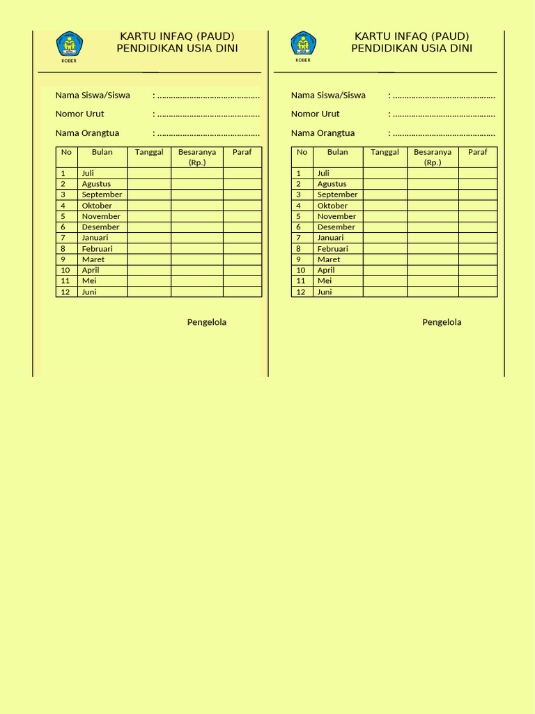 Kartu Infaq 1 | PDF