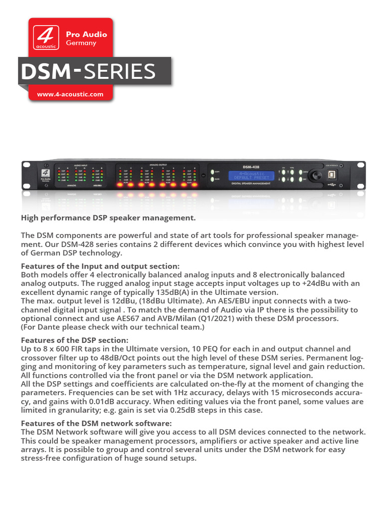 DSM Series Speaker Management Solutions | PDF | Digital Signal ...