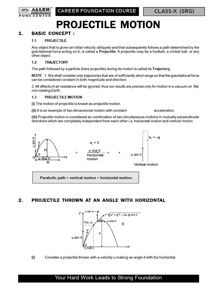 Projectile Motion Theroy | PDF | Motion (Physics) | Quantity
