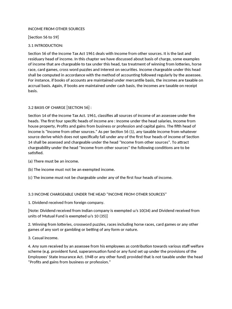 Income From Other Sources (Text) | PDF | Expense | Tax Exemption