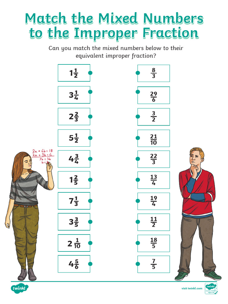 T M 1730375680 Match The Mixed Numbers To The Improper Fraction ...