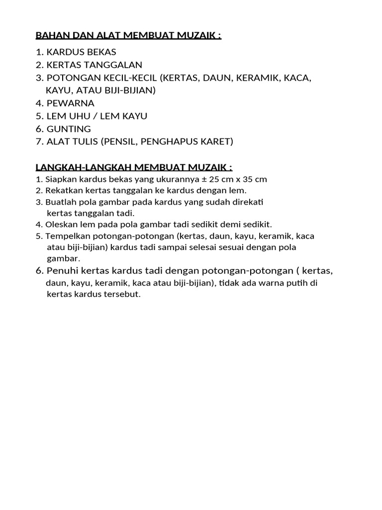 Cara Membuat Mosaik Kreatif dari Kardus | PDF