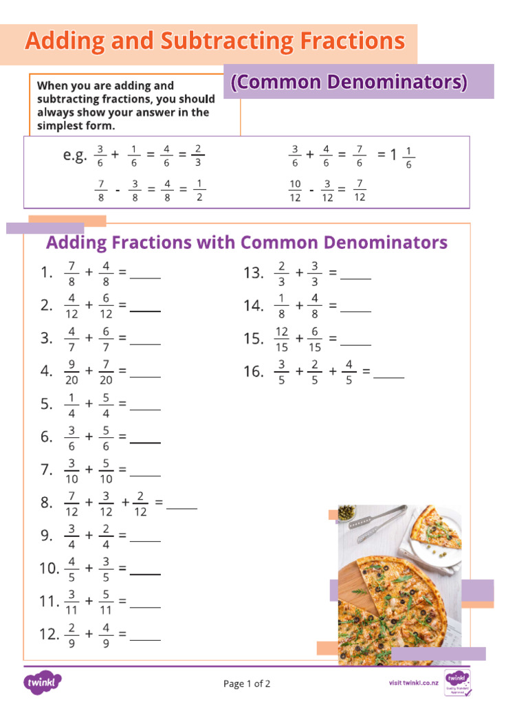 Adding and Subtracting Fraction SEN | PDF