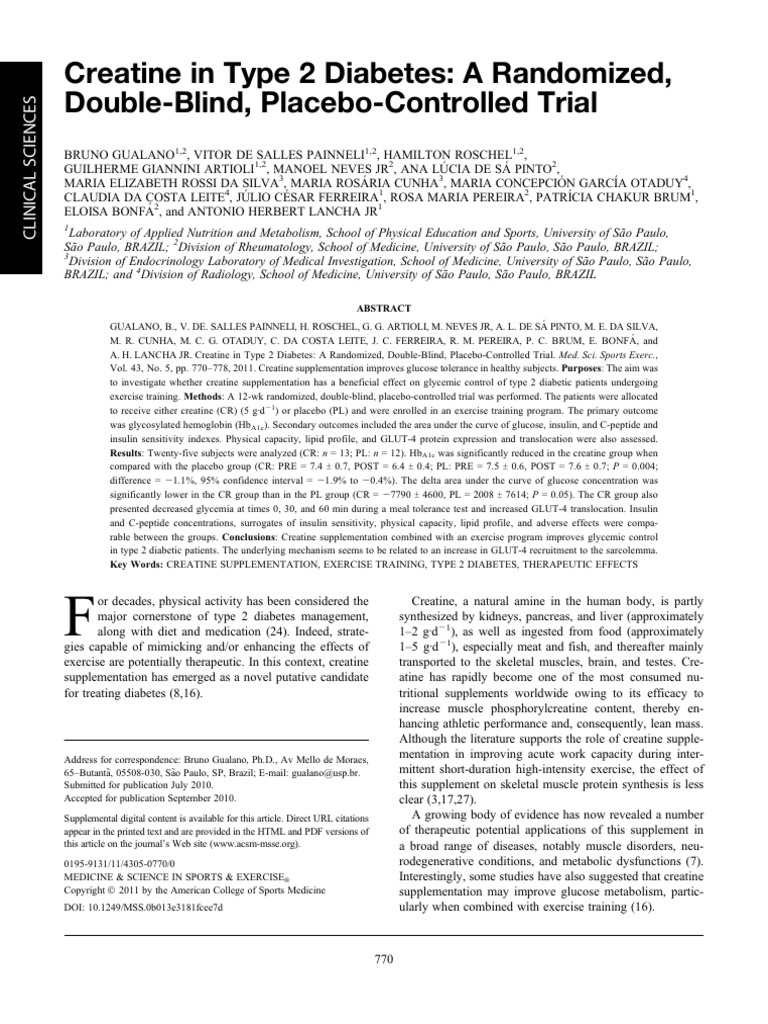 Creatine's Impact on Type 2 Diabetes HbA1c | PDF | Diabetes Management ...